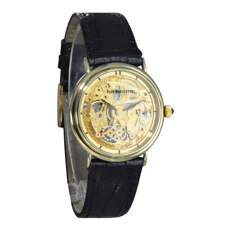 Paul Breguette 14 Karat Solid Gold Unique Skeleton Watch at 1stDibs ...