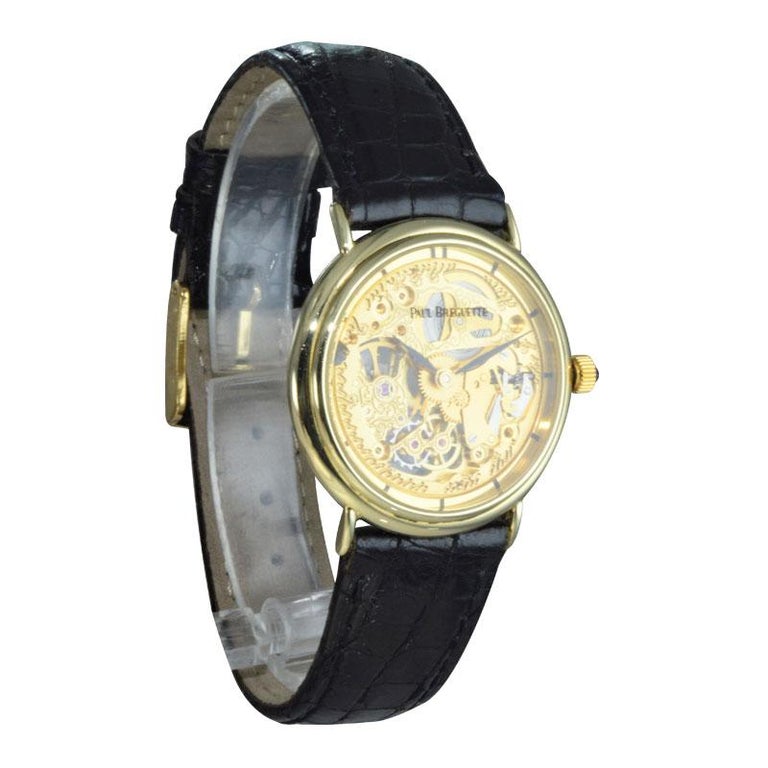 Paul Breguette 14 Karat Solid Gold Unique Skeleton Watch at 1stDibs ...