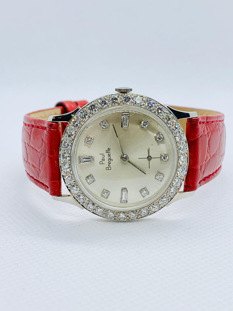 Paul Breguette Estate 14 Karat Gold and Diamond Tuxedo Watch with ...