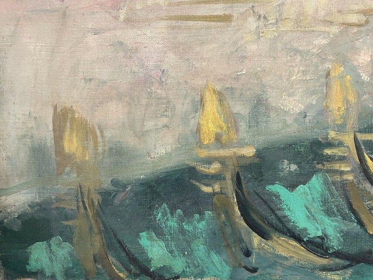 Paul Bret - Mid Century Large Impressionist Oil Venetian Canal with ...