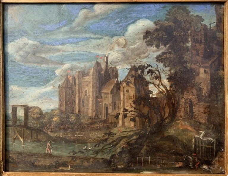 Paul Bril follower - 17th century landscape painting - Deer Hunt - Oil ...