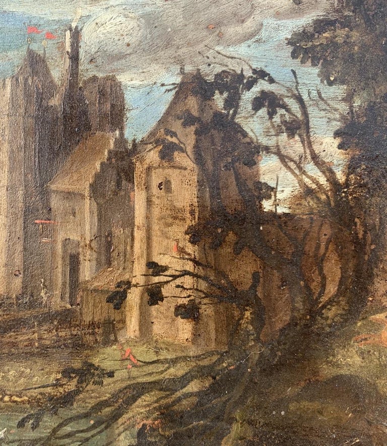 Paul Bril follower - 17th century landscape painting - Deer Hunt - Oil ...
