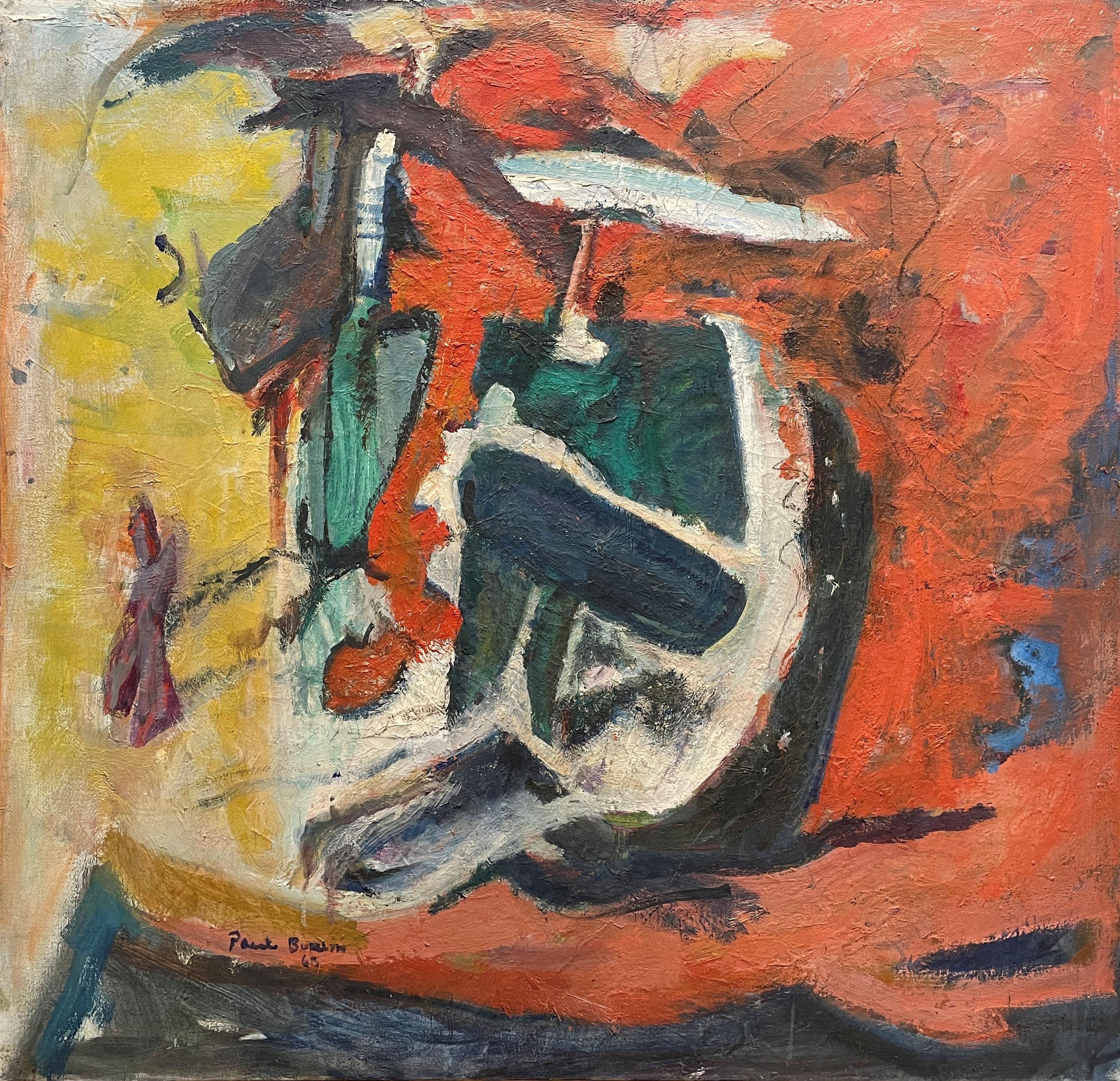 Paul Burlin - "Figure in Disguise" Paul Burlin, Midcentury Red Abstract ...