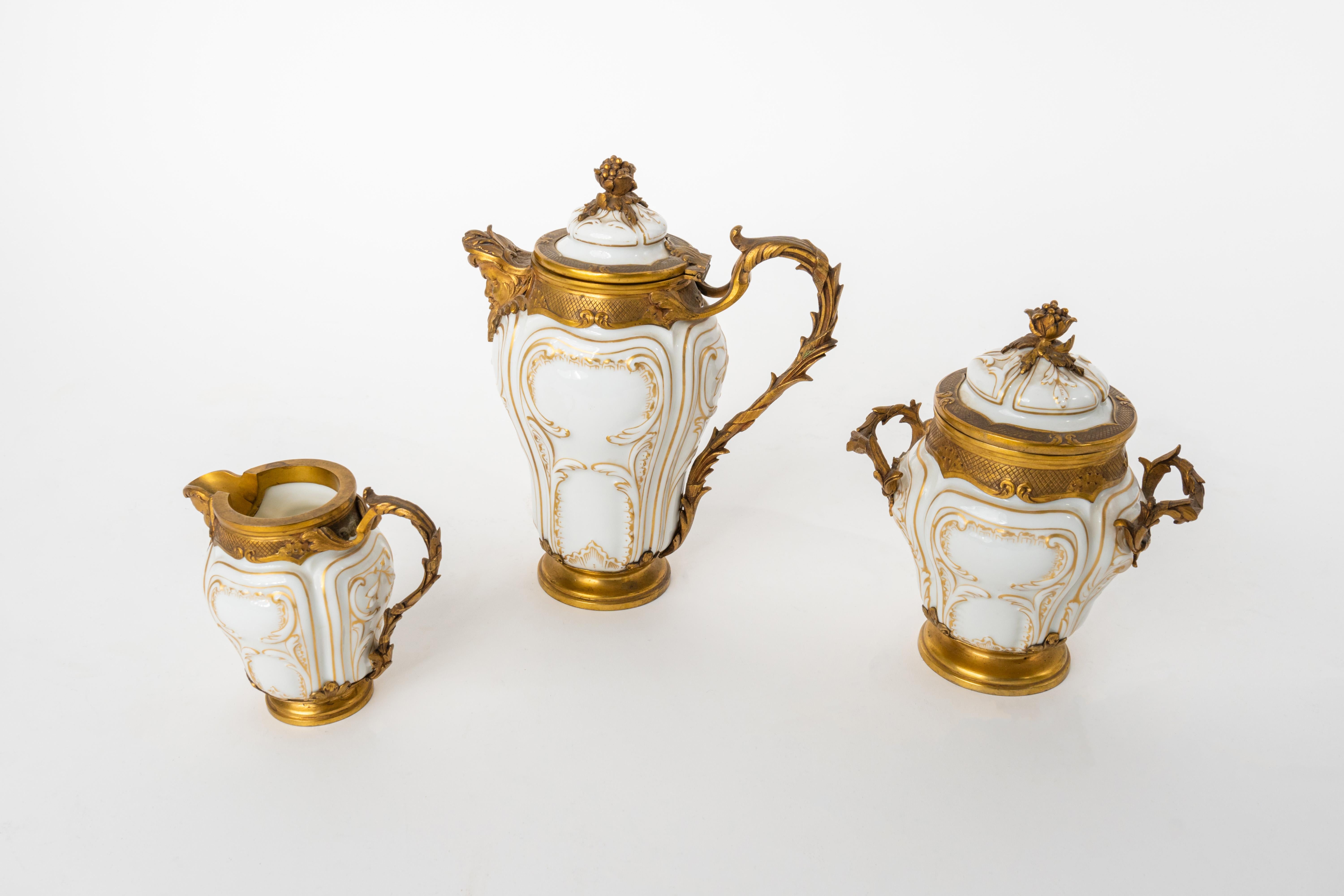 Paul Canaux and Cie. Partial Gilt Porcelain Coffee Service With Gilt ...