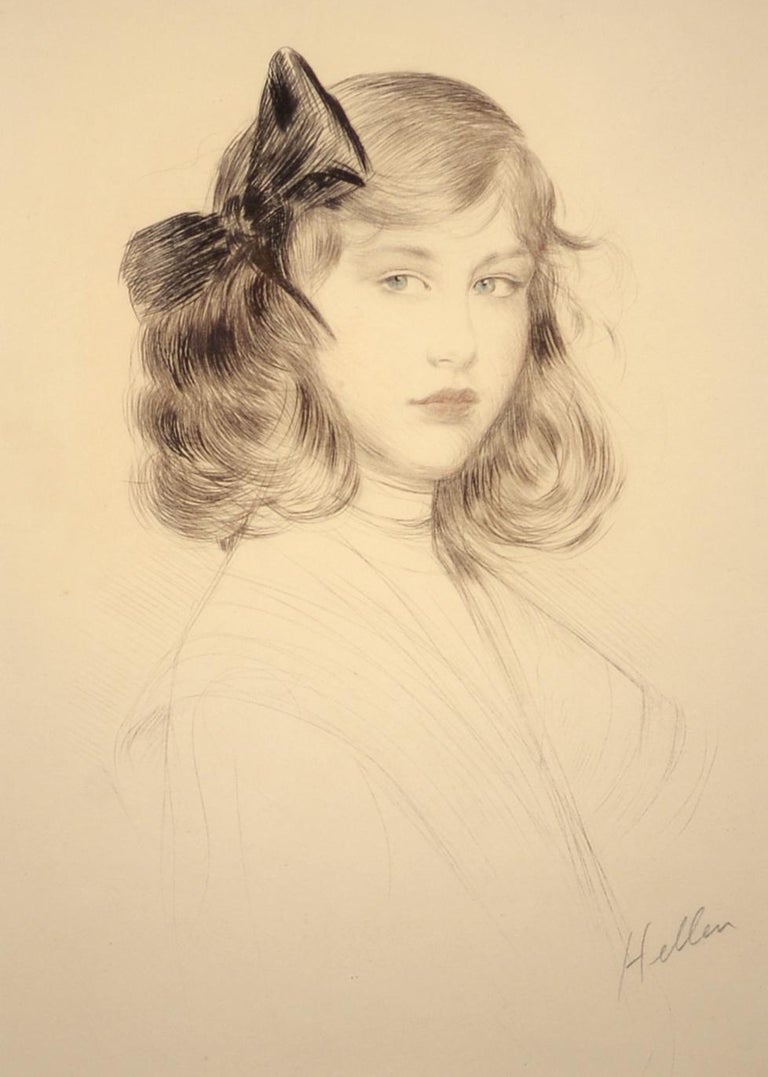 Paul César Helleu - Girl With a Bow at 1stDibs