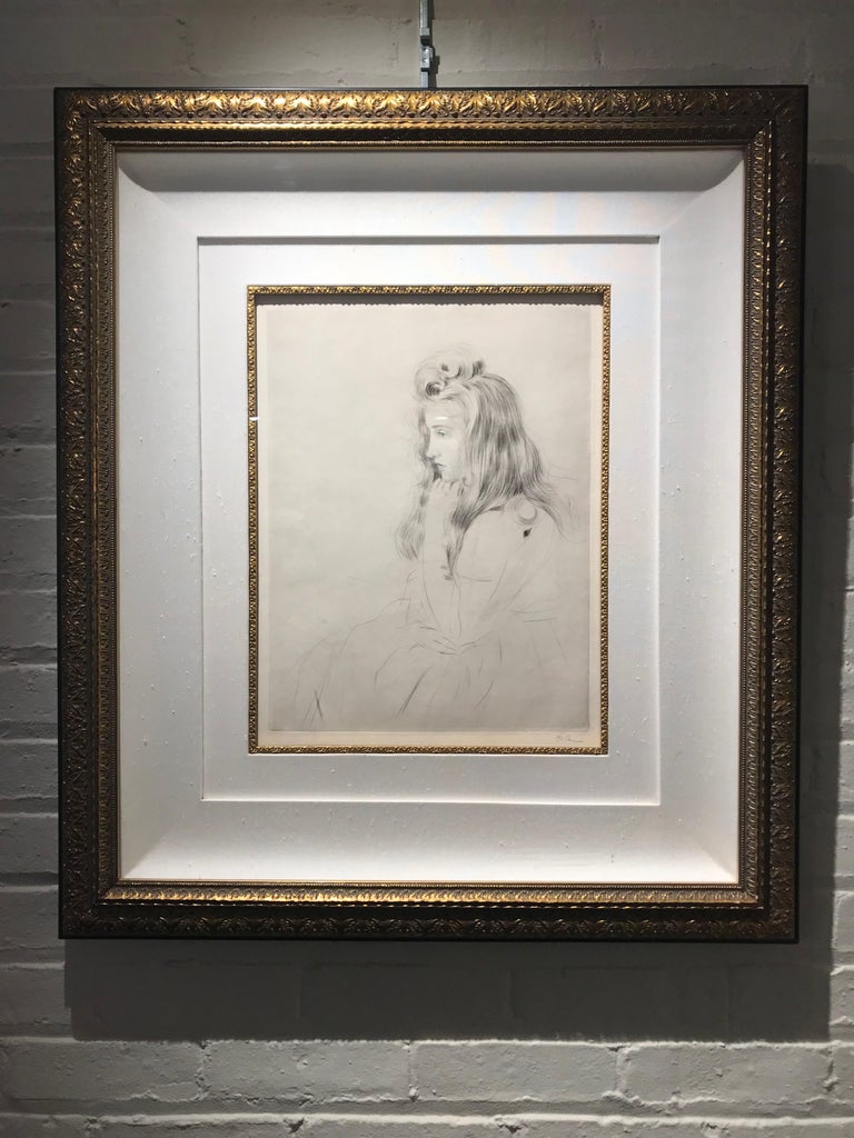Paul César Helleu - "Fillette Assise de Profil a Gauche" (Mlle. P ...