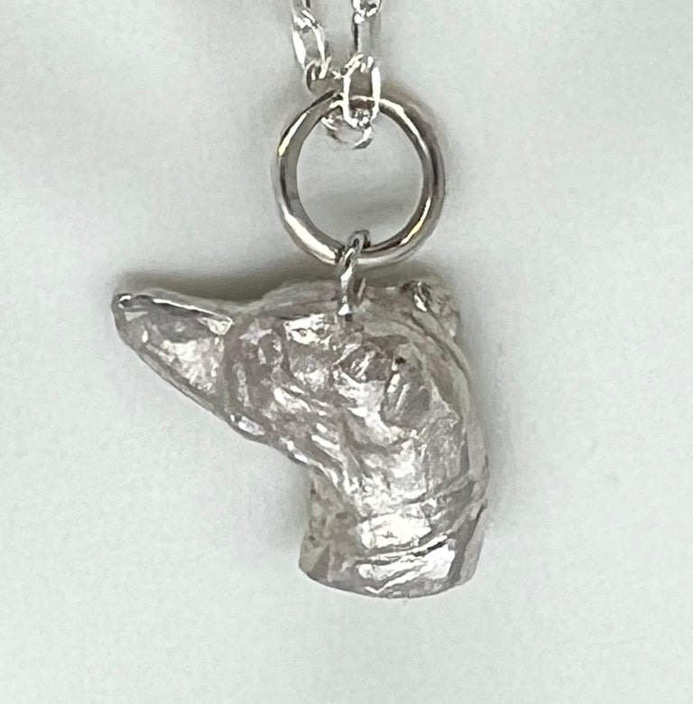 Paul Eaton Sculpted Greyhound Dog Head Pendant with One or Two Pearl ...