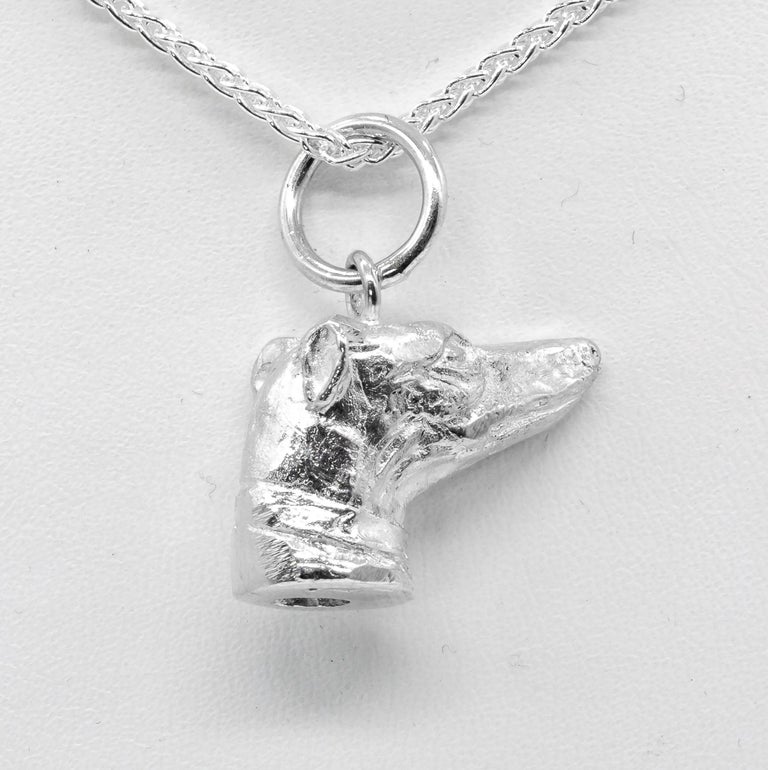 Paul Eaton Sculpted Greyhound Dog Head Pendant with One or Two Pearl ...