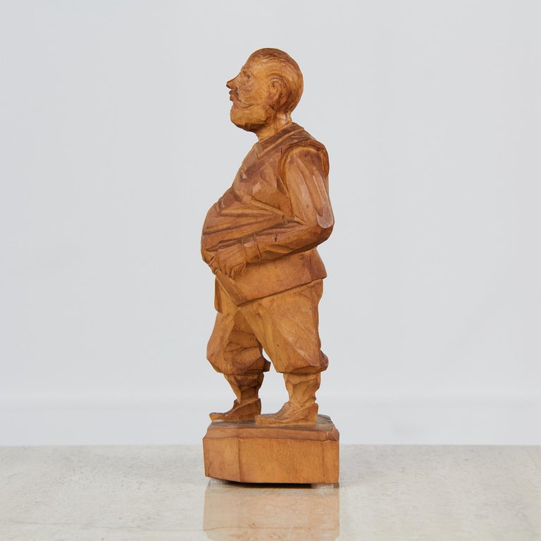 Paul-Emile Caron Style Wood Carving of a Man at 1stDibs