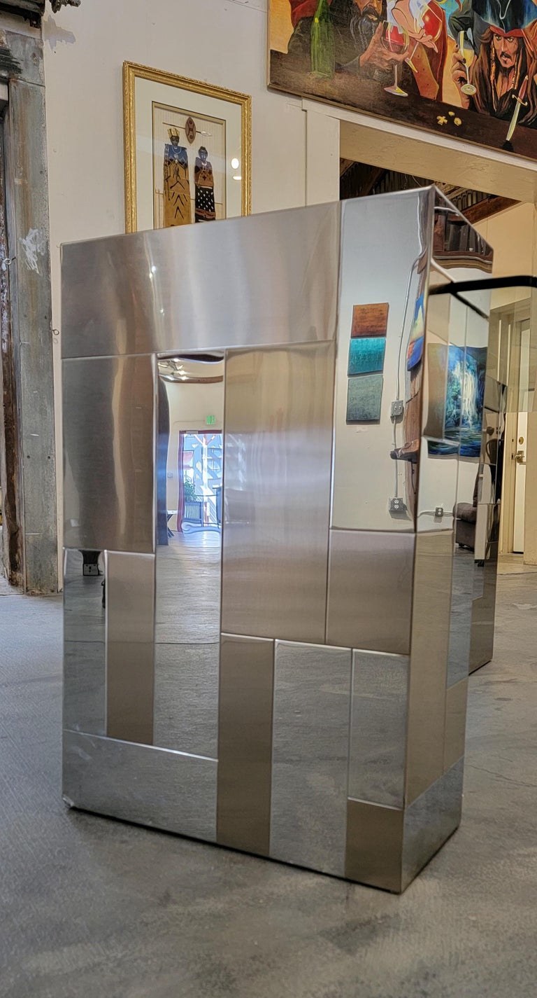 Paul Evans Attributed Cityscape Chrome and Brass Patchwork Desk For ...