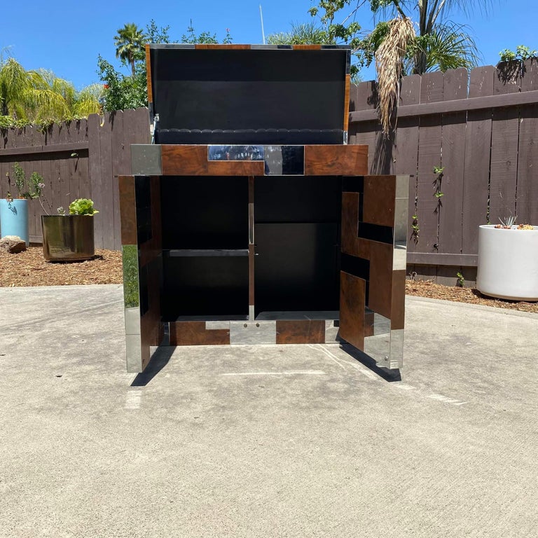 Paul Evans Flip Top Cityscape Bar Cabinet For Sale at 1stDibs