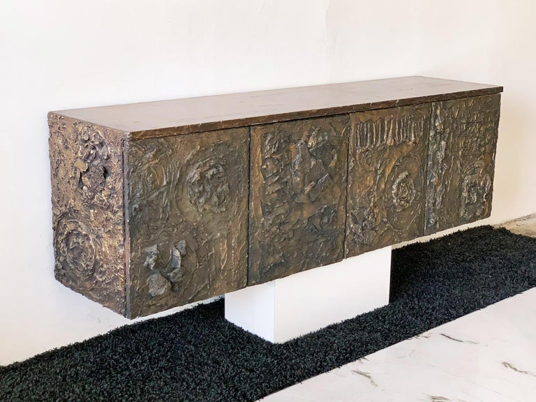 Paul Evans Floating Cast Bronze Credenza at 1stDibs