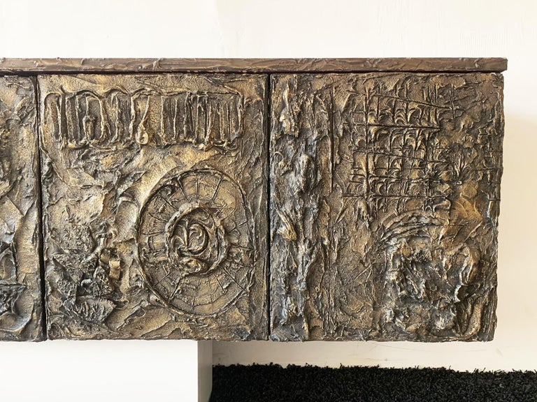 Paul Evans Floating Cast Bronze Credenza at 1stDibs