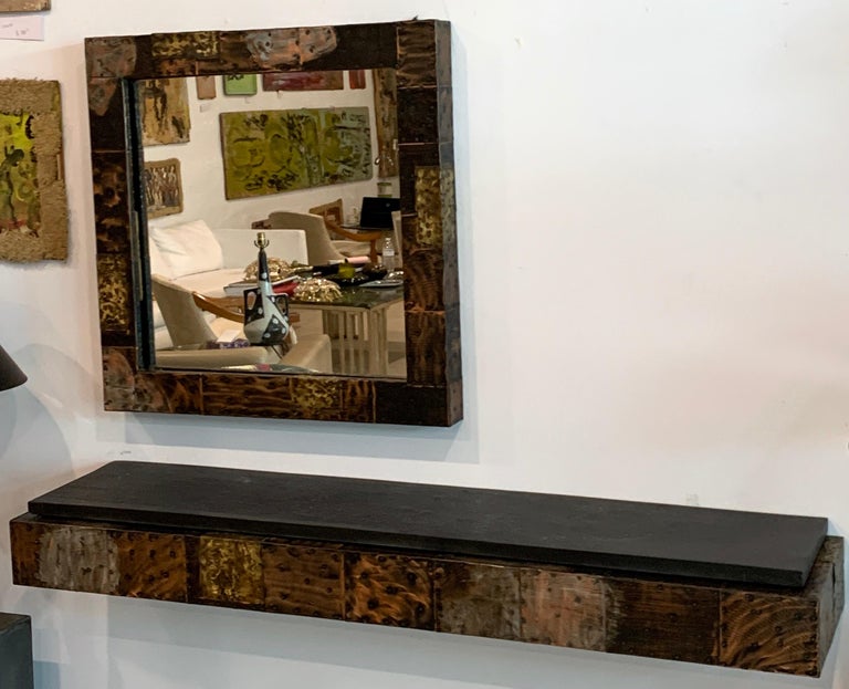 Paul Evans for Directional, Patchwork Mirror and Console at 1stDibs