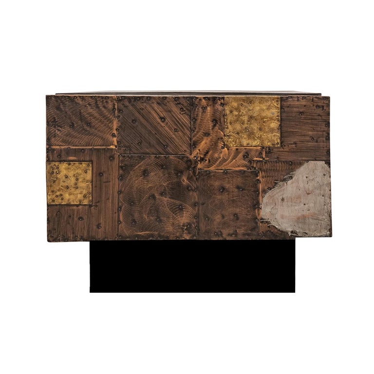 Paul Evans Hand-Welded Patchwork Cube Side Table 1970s For Sale at 1stDibs
