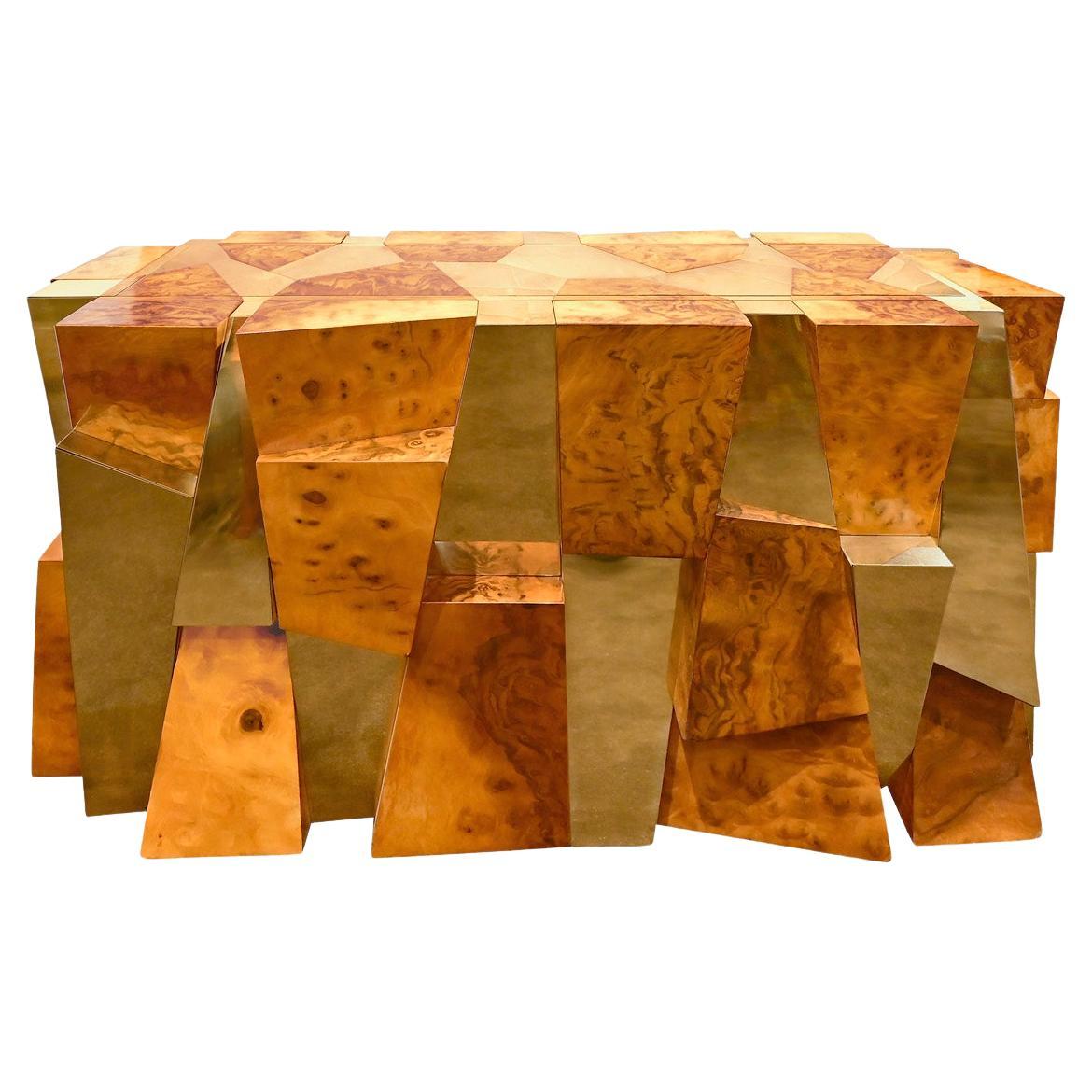 Large Pedestal Table in Elm Burl, Amboyna Burl and Walnut circa 1970 ...