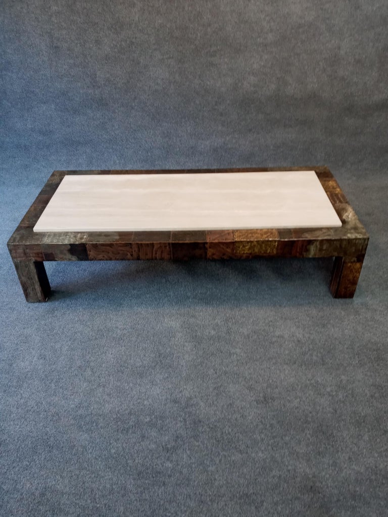 Paul Evans Large Brutalist Patchwork Coffee Table, Mixed Metals and ...