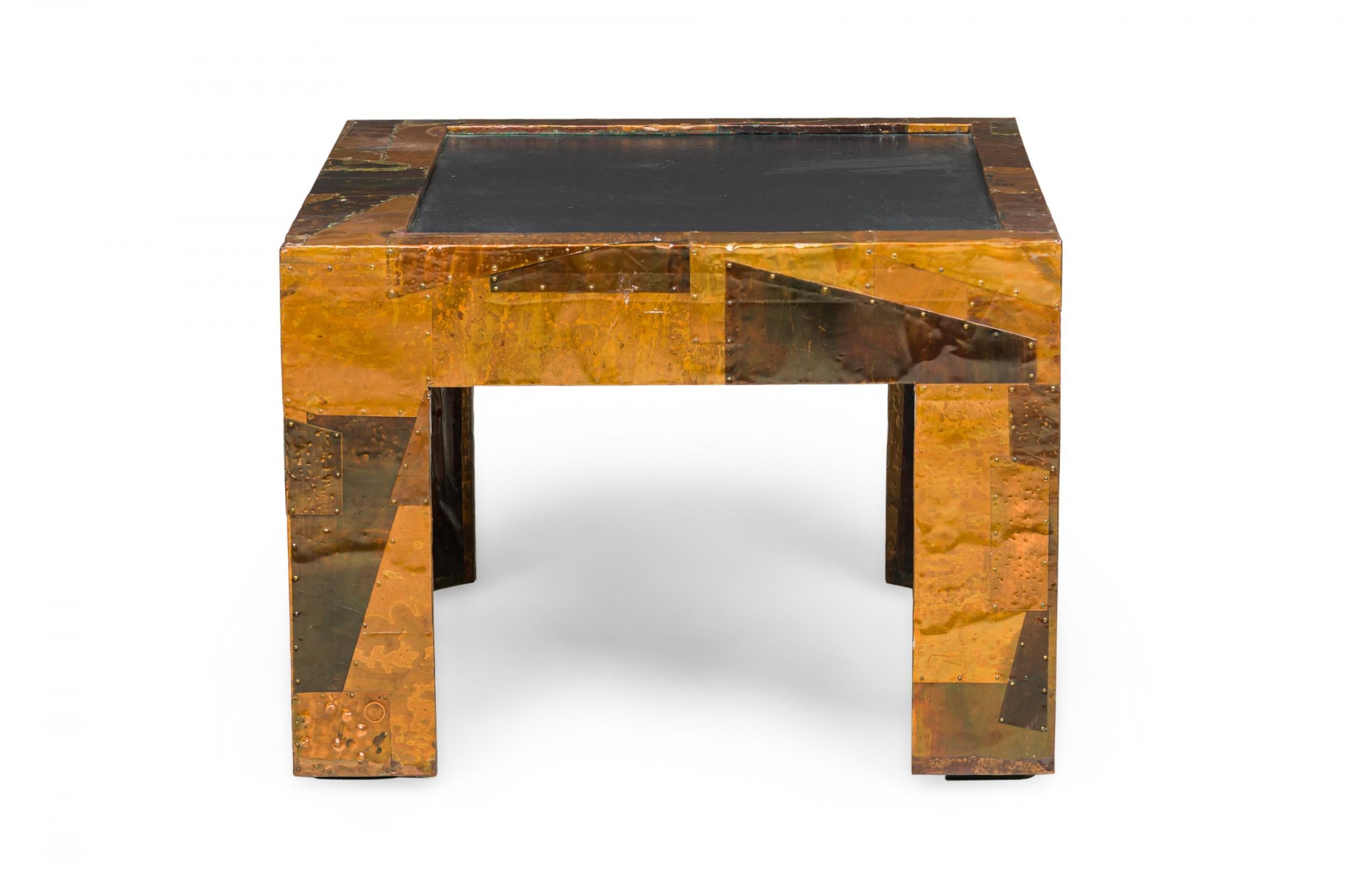 Paul Evans Mid-Century American Patchwork Mixed Metals and Slate Coffee ...