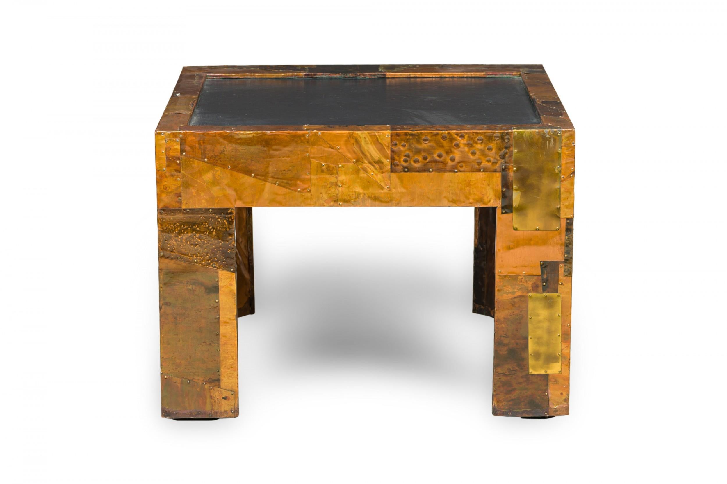Paul Evans Mid-Century American Patchwork Mixed Metals and Slate Coffee ...