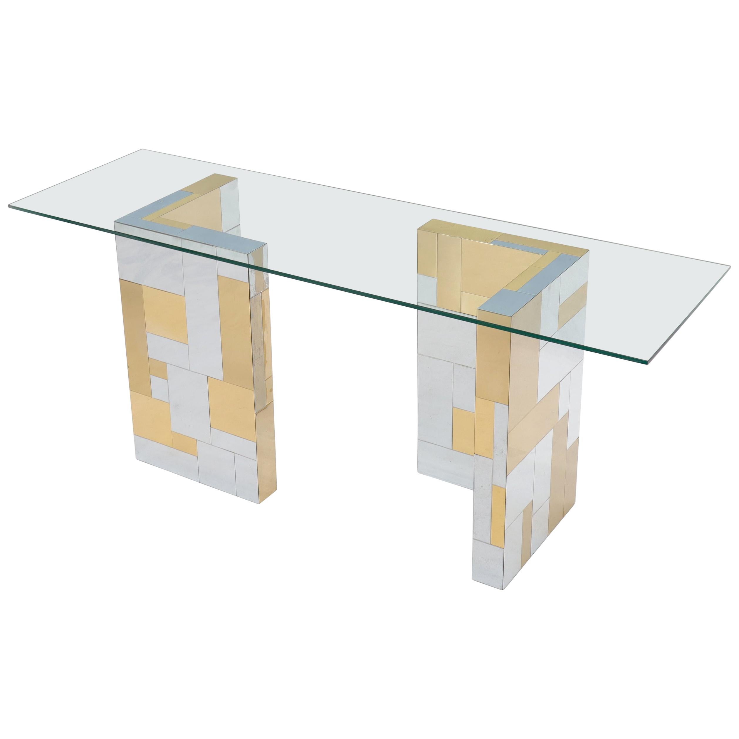 Paul Evans Mid-Century Modern Glass Top Polished Brass and Chrome ...