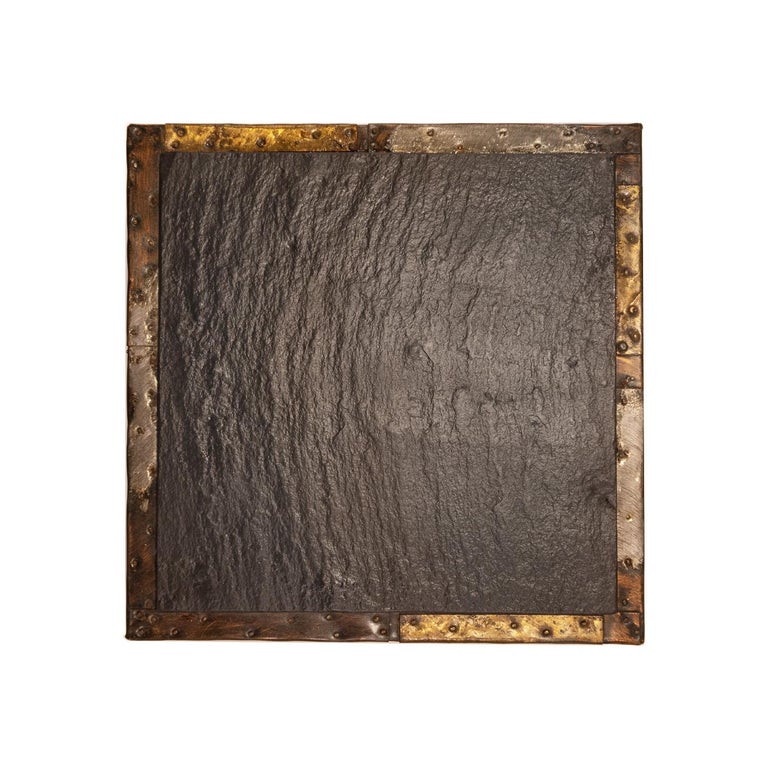 Paul Evans Pair of Patchwork Cube Tables in Pewter, Copper and Bronze ...