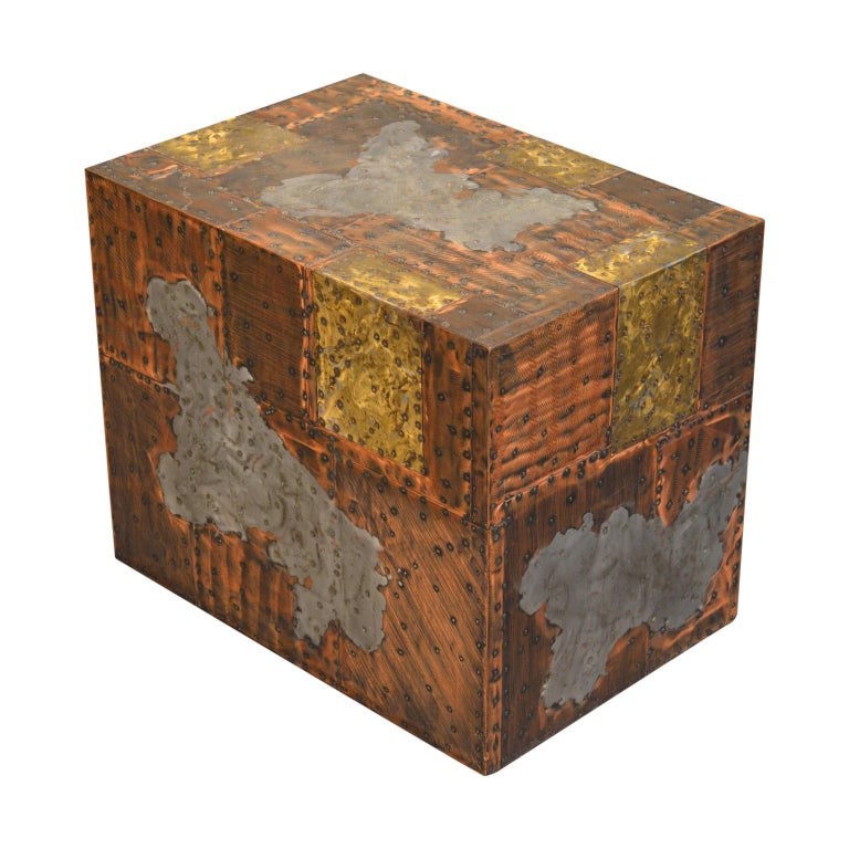 Paul Evans Patchwork Cube Side Table for Directional at 1stDibs