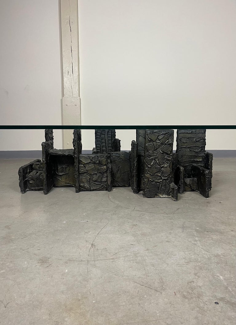 Paul Evans PE-131 Sculpted Bronze Coffee Table For Sale at 1stDibs
