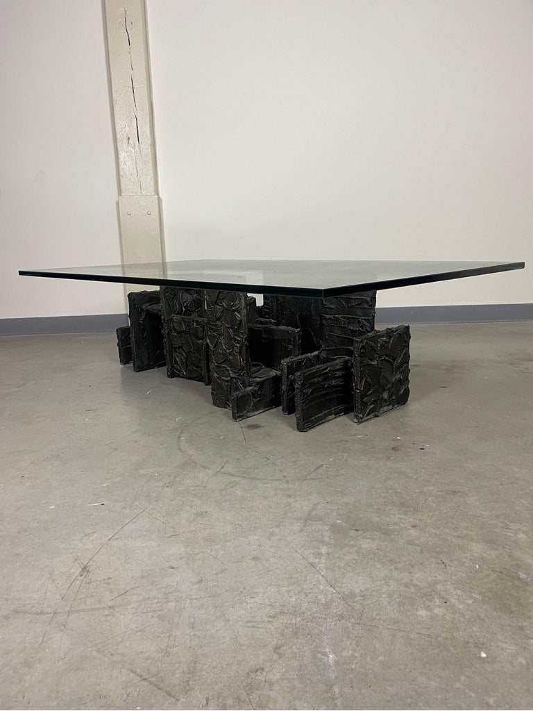 Paul Evans PE-131 Sculpted Bronze Coffee Table For Sale at 1stDibs
