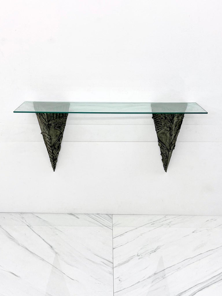Paul Evans Sculpted Bronze and Resin Console Table, Signed and Dated ...