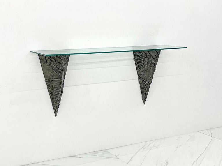 Paul Evans Sculpted Bronze and Resin Console Table, Signed and Dated ...