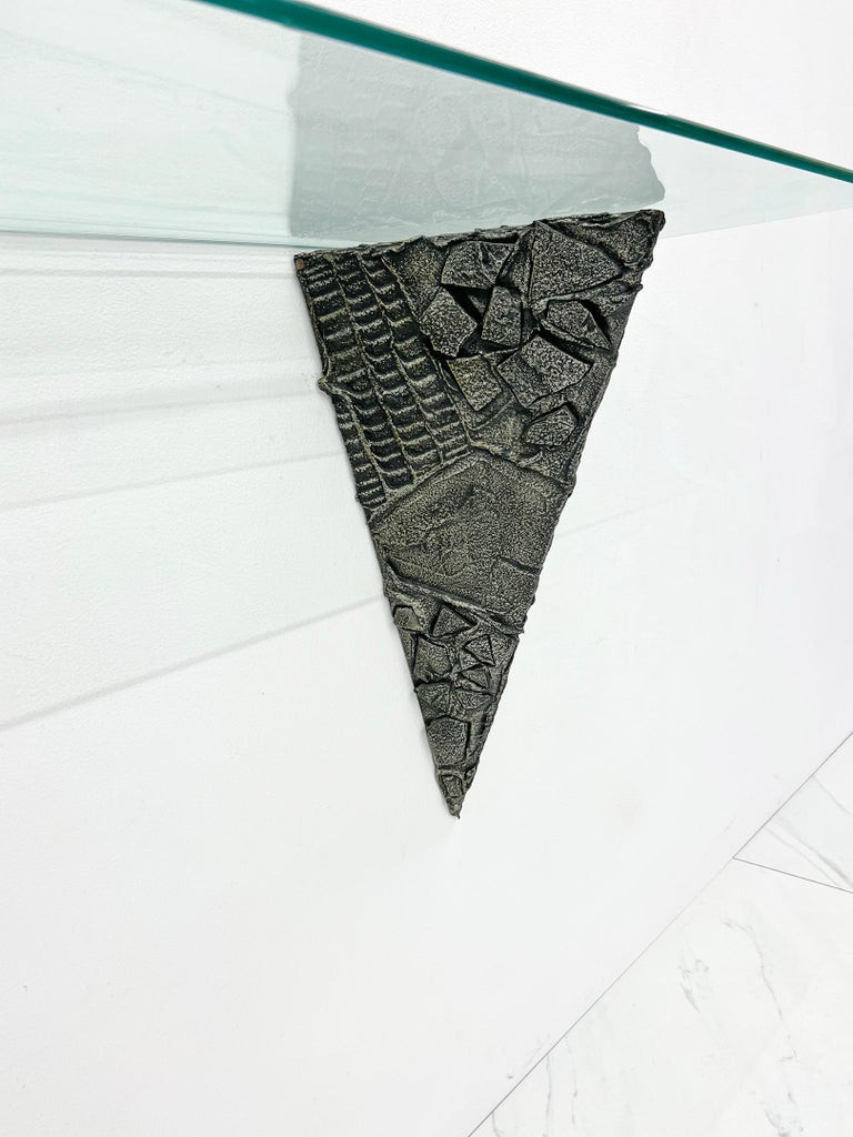 Paul Evans Sculpted Bronze and Resin Console Table, Signed and Dated ...