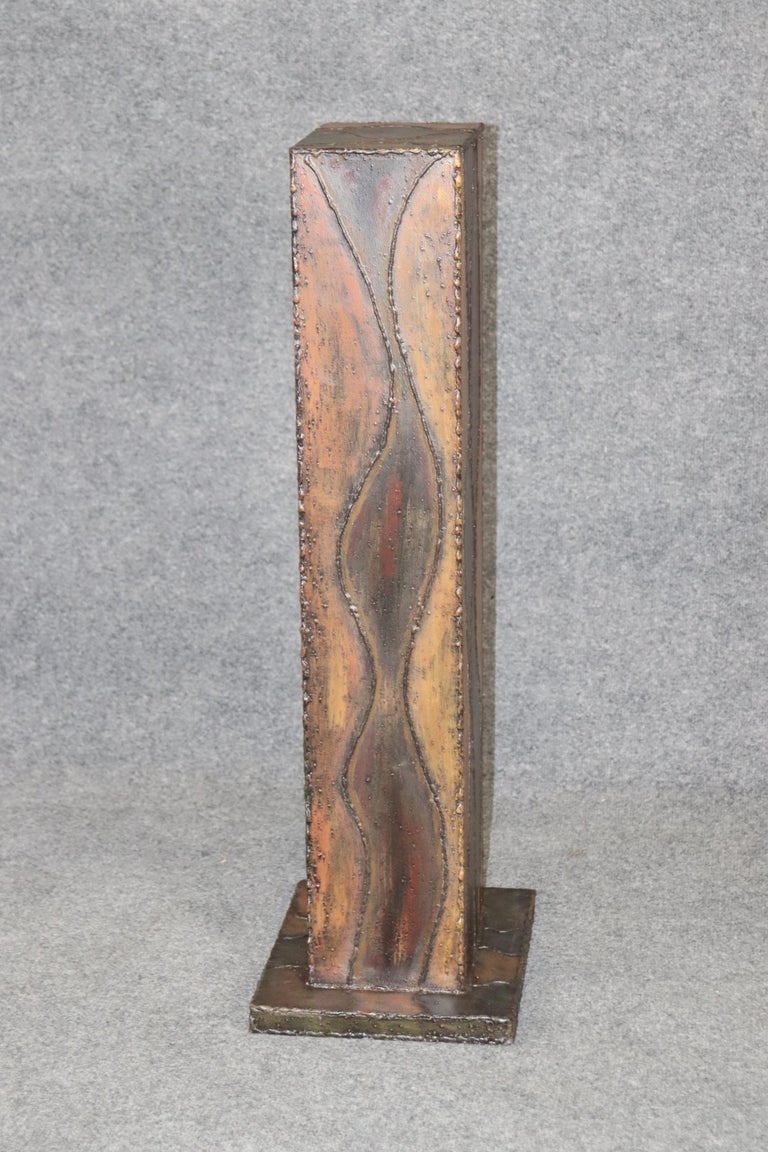Paul Evans Style Brutalist Metal Welded Metal Pedestal Stand For Sale ...