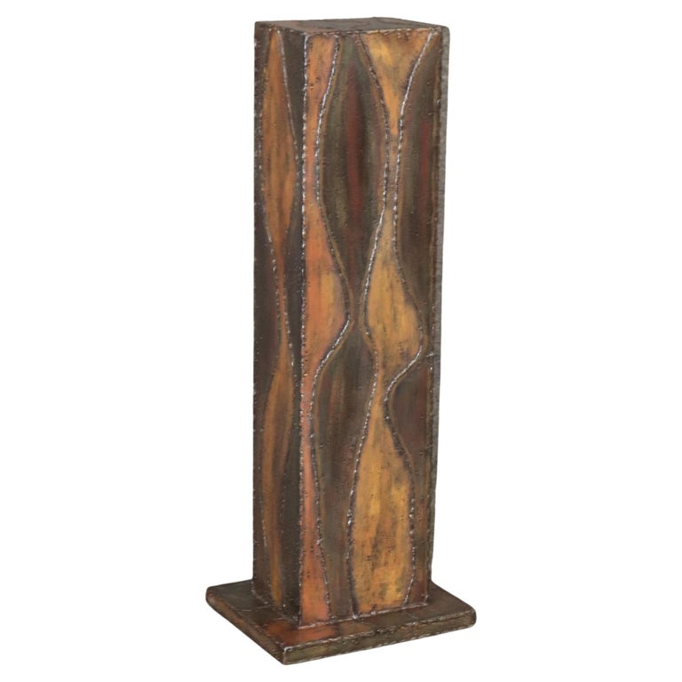 Paul Evans Style Brutalist Metal Welded Metal Pedestal Stand For Sale ...
