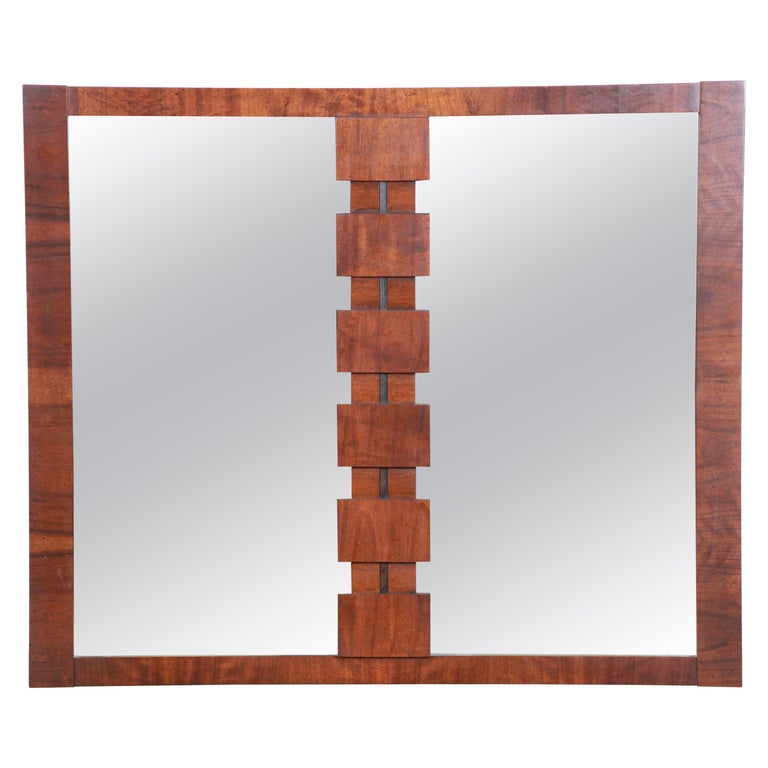 Paul Evans Style Mid-Century Modern Brutalist Walnut Double Mirror by ...