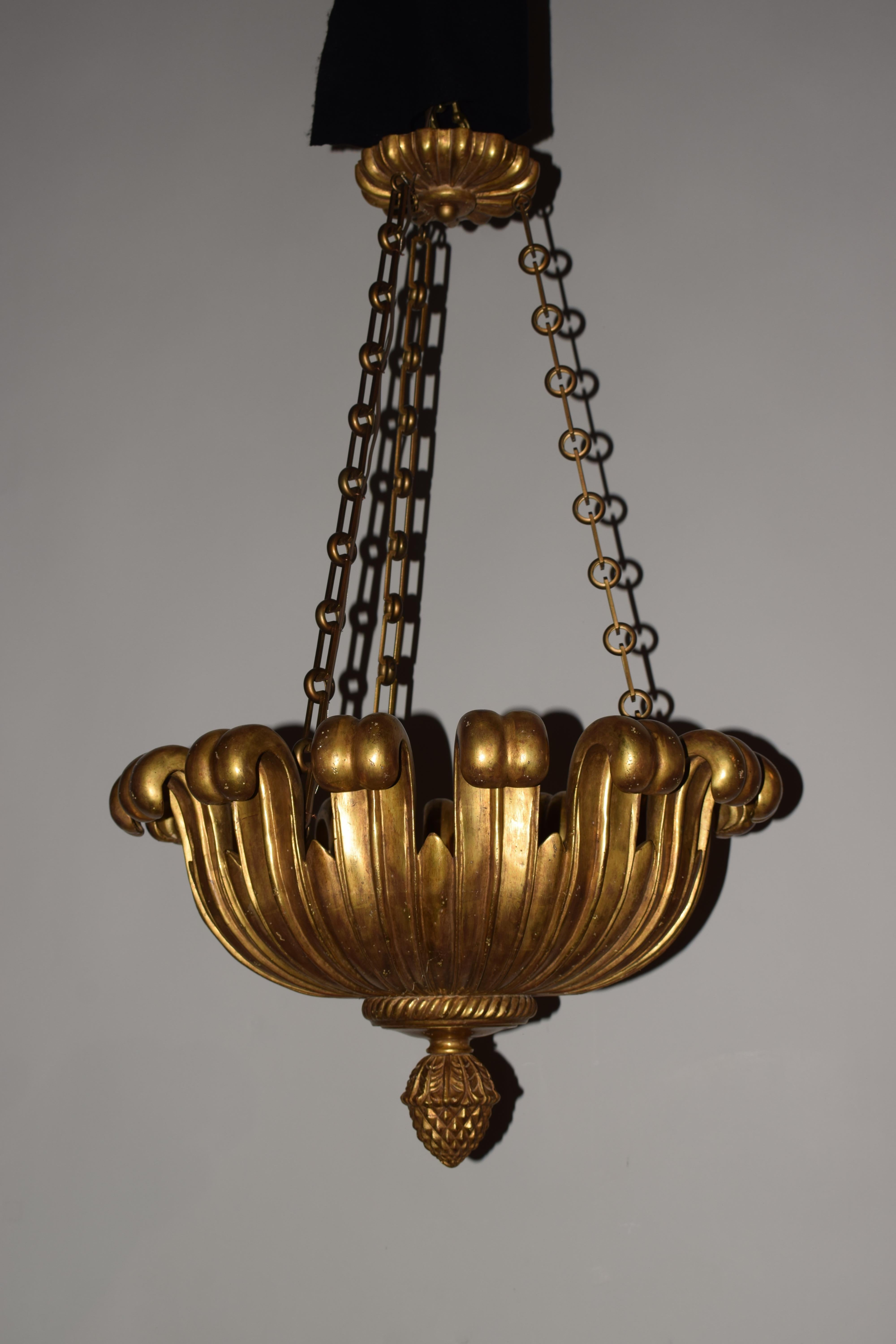 Paul Ferrante Bronze and Giltwood Pendant For Sale at 1stDibs