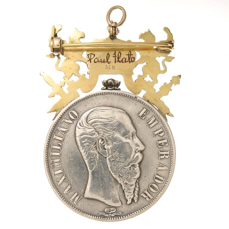 Paul Flato Yellow Gold Sterling Silver Brooch Pendant Manual wind Watch ...