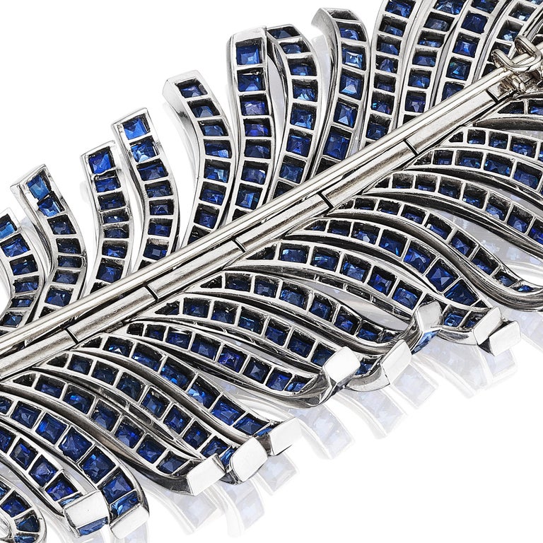 Paul Flato Sapphire and Diamond Feather Brooch, New York, circa 1940 ...