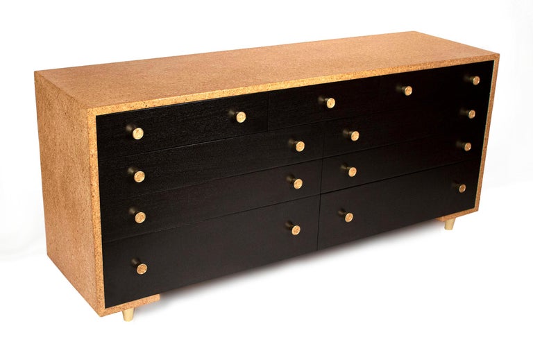 Paul Frankl Cork Dresser with 9-Drawers with Solid Brass Pulls Johnson ...