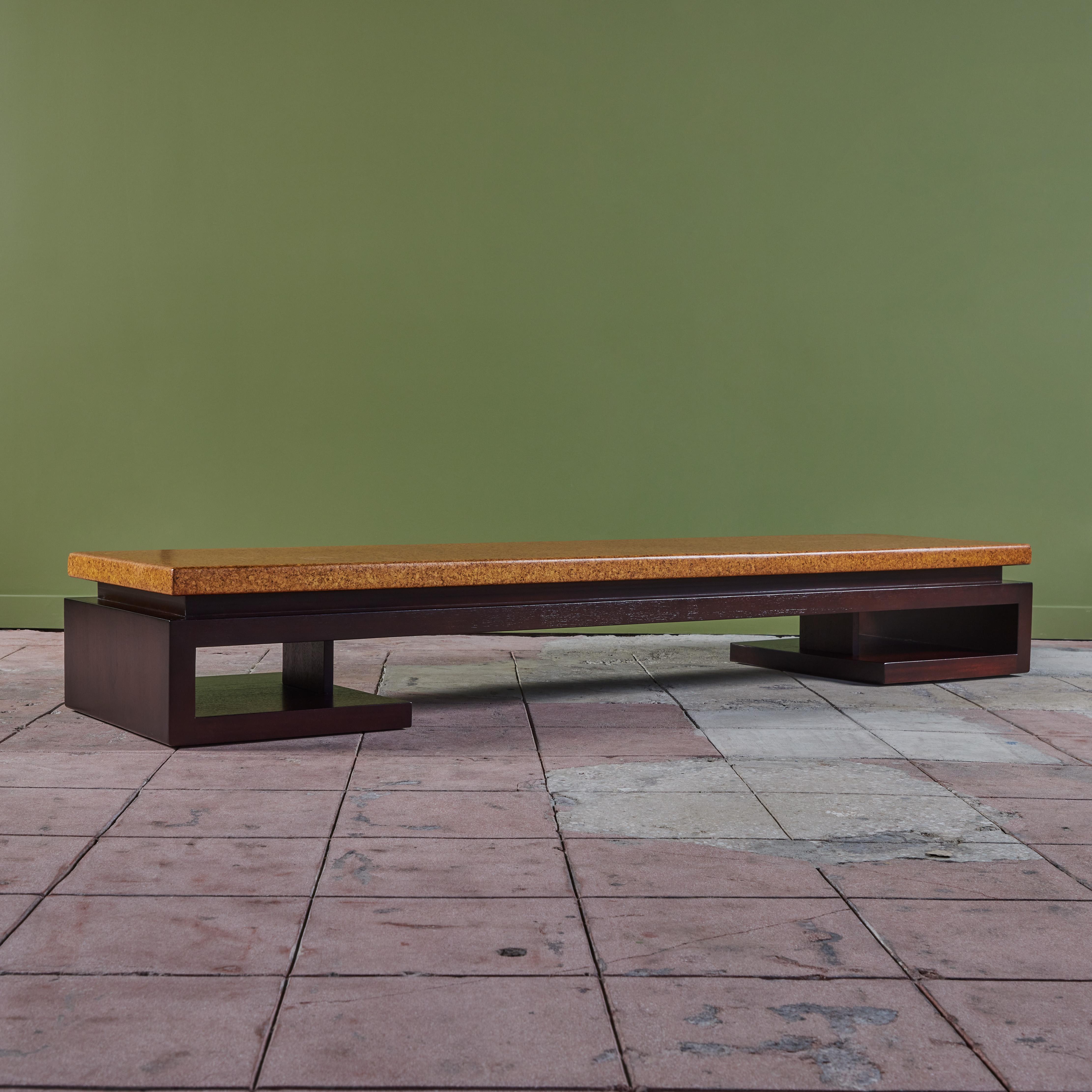 Paul Frankl Long Rectangular Cork Coffee Table for Johnson Furniture Co ...