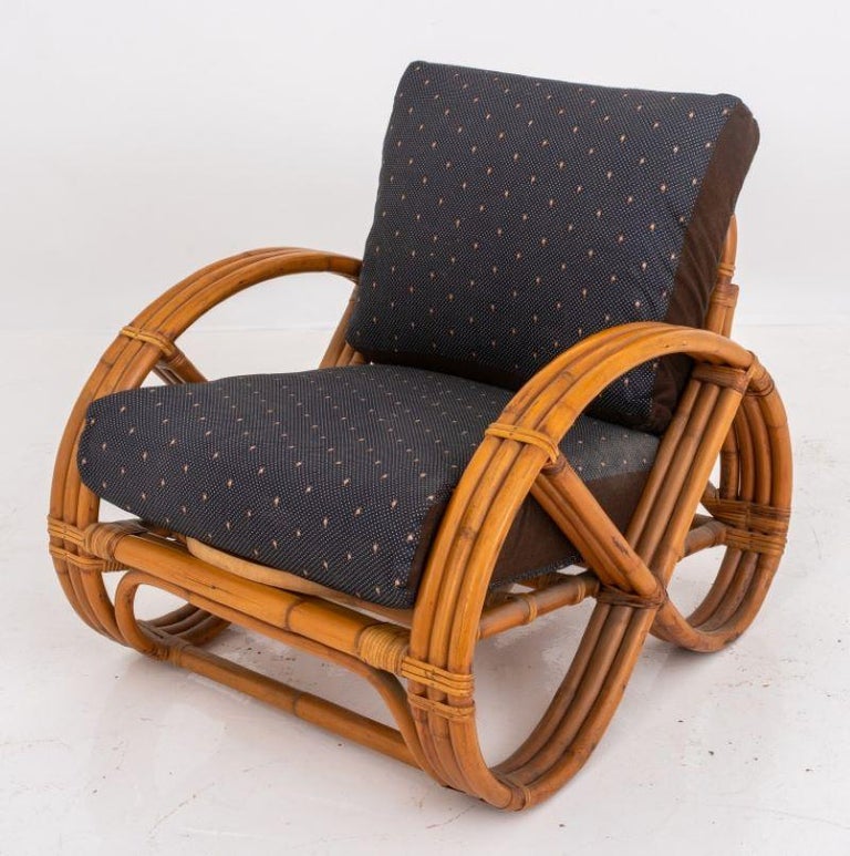 Paul Frankl Style Bamboo Pretzel-Arm Lounge Chair For Sale at 1stDibs
