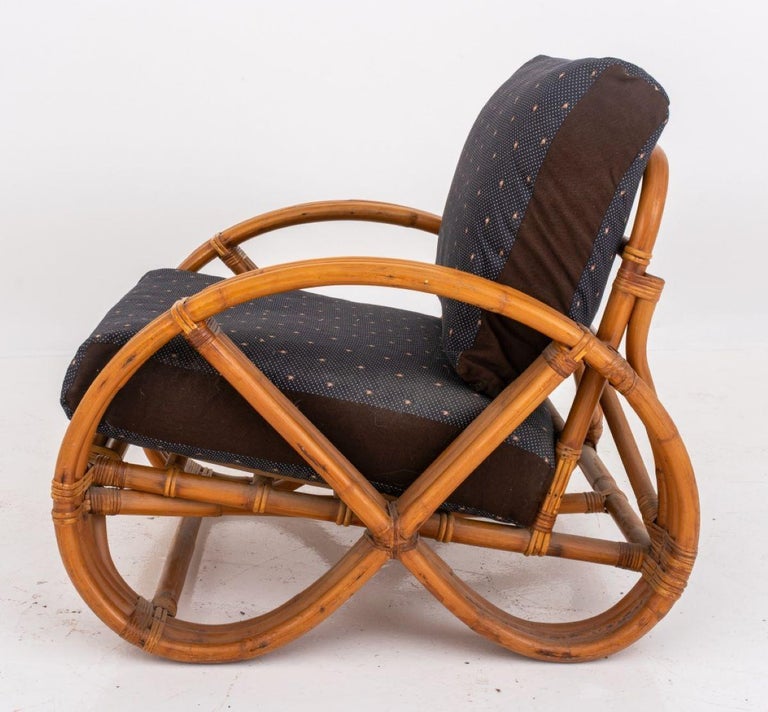Paul Frankl Style Bamboo Pretzel-Arm Lounge Chair For Sale at 1stDibs