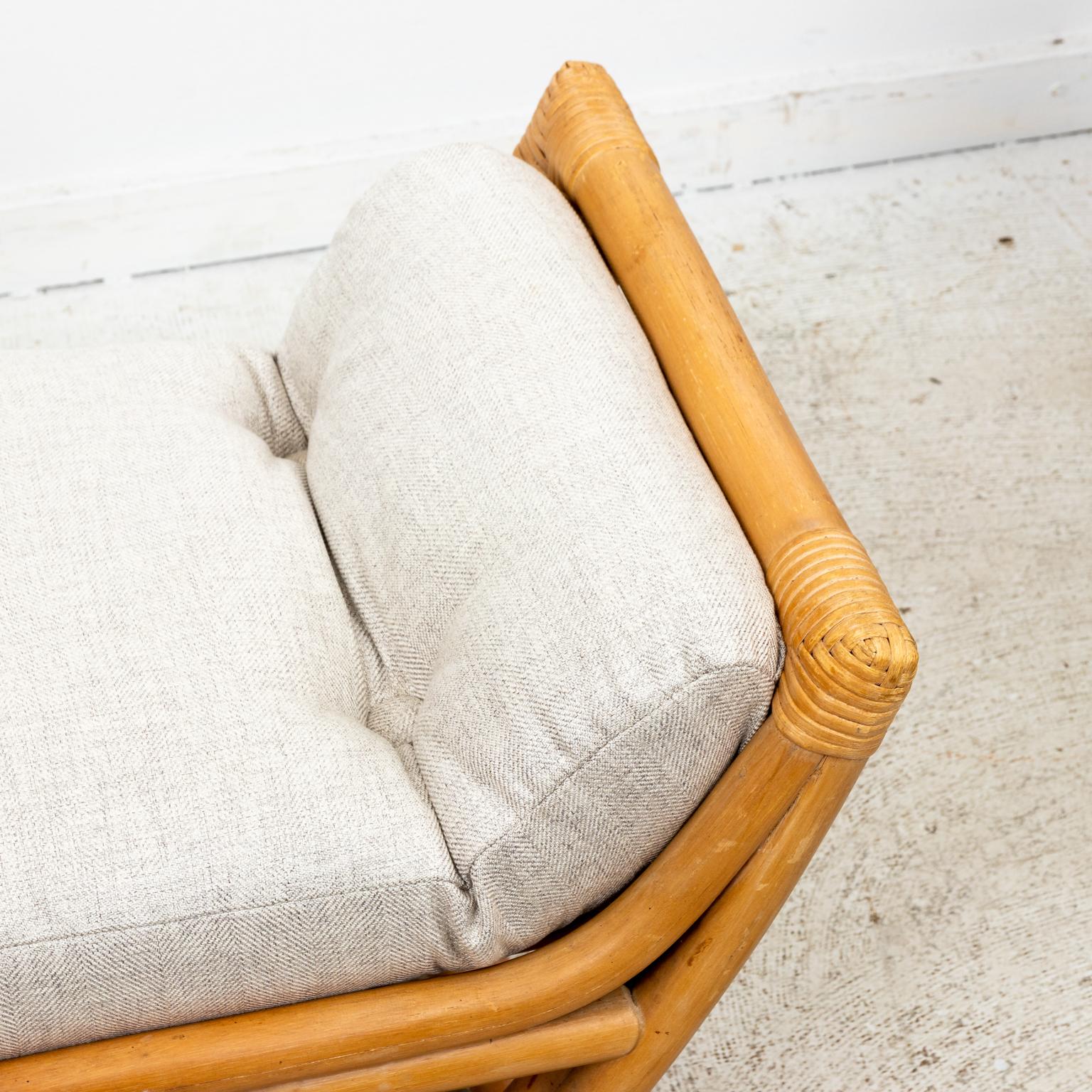 Paul Frankl Style Bamboo Rattan Bench at 1stDibs