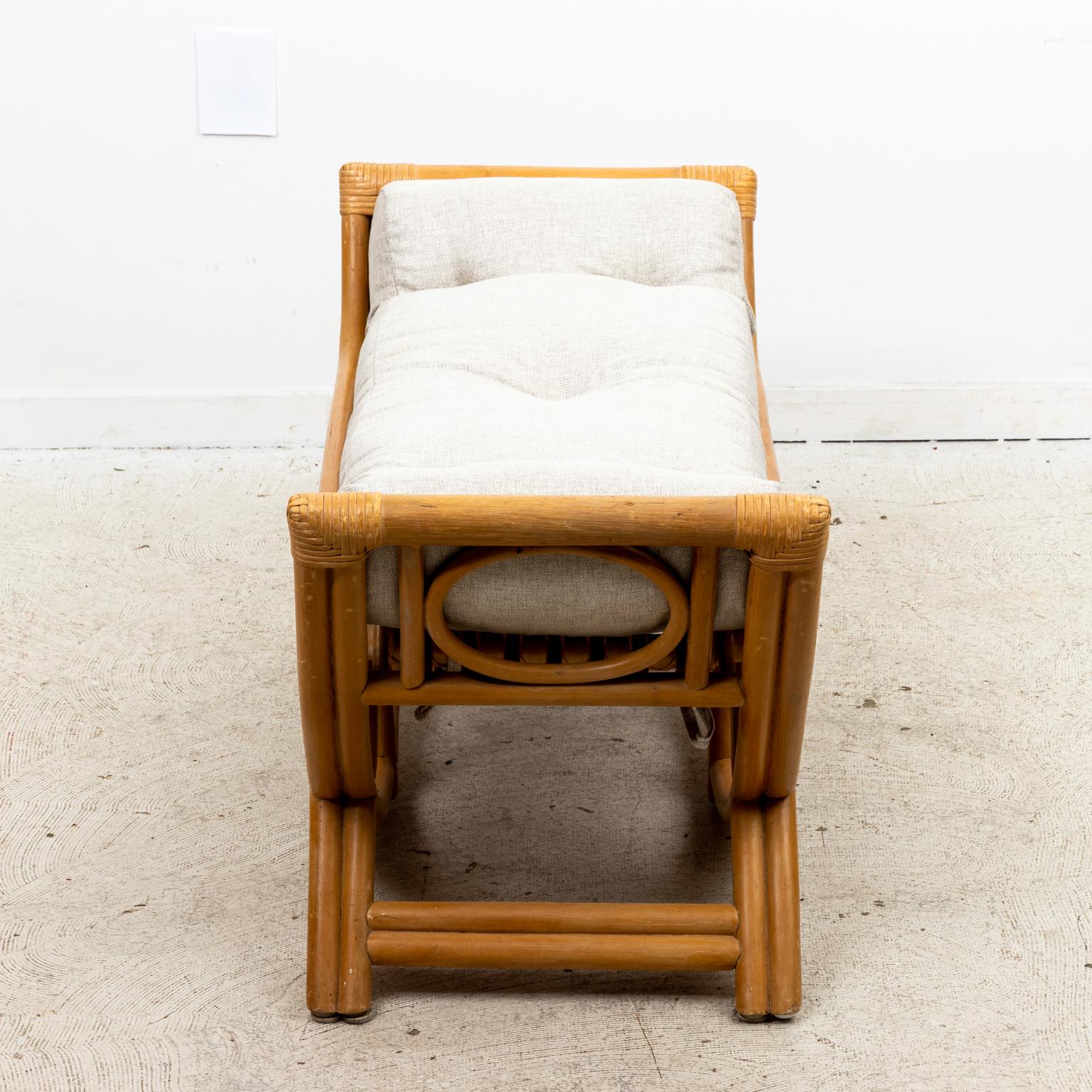 Paul Frankl Style Bamboo Rattan Bench at 1stDibs