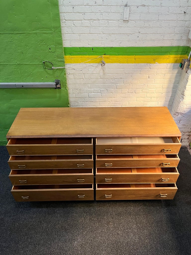 Paul Frankl Walnut Dresser with Brass Buckle Pulls and Feet 1950s ...