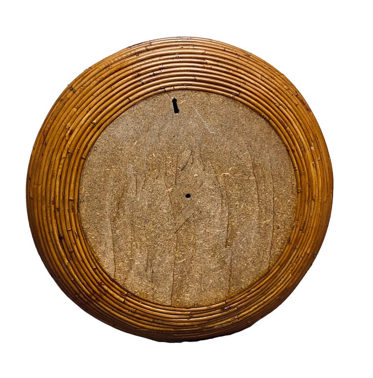 Paul Frankle Style Pencil Reed Bamboo Round Wall Mirror, Italy 1960s ...