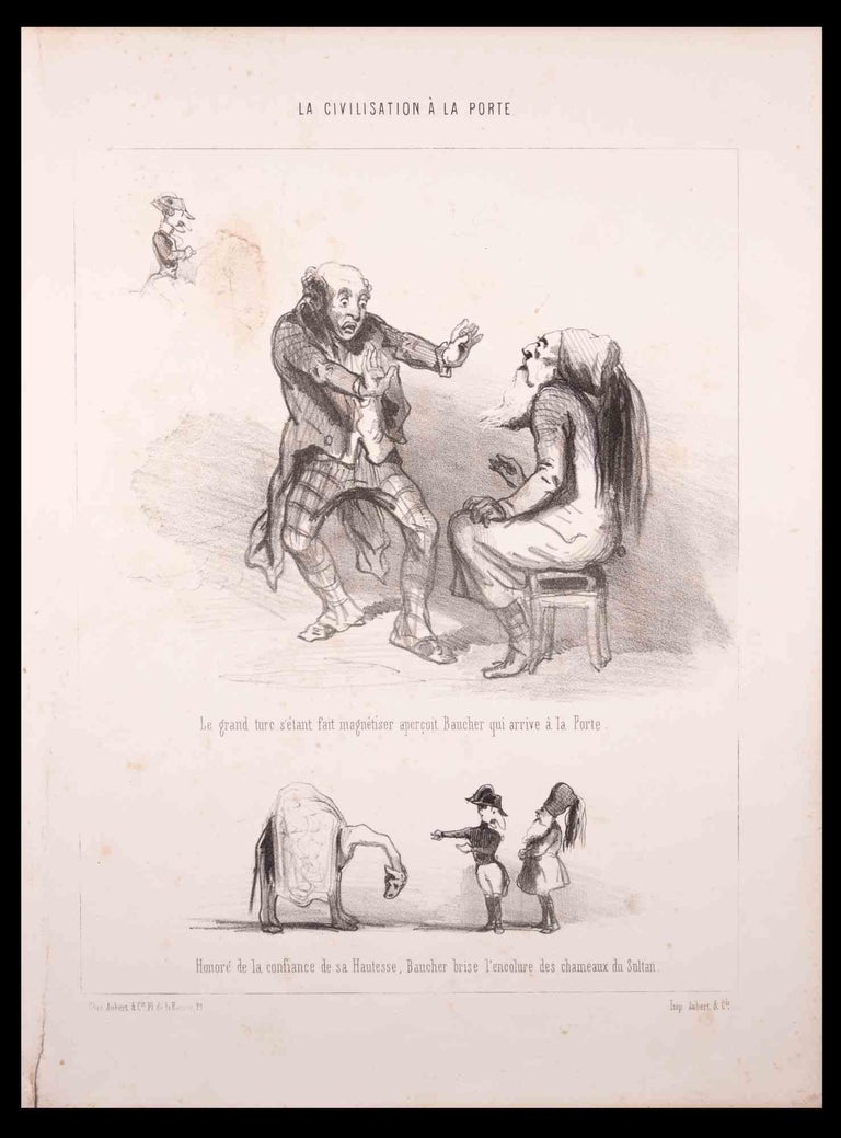 Paul Gavarni - La Civilisation à La Porte - Original Lithograph by Paul ...