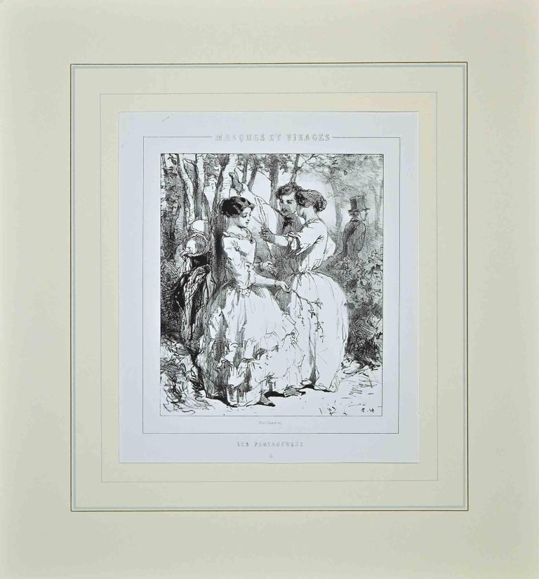 Paul Gavarni - Les Partageuses - Lithograph by Paul Gavarni - 1850s For ...