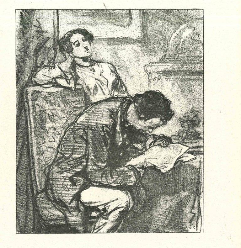 Paul Gavarni - Reading the News - Original Lithograph by Paul Gavarni ...