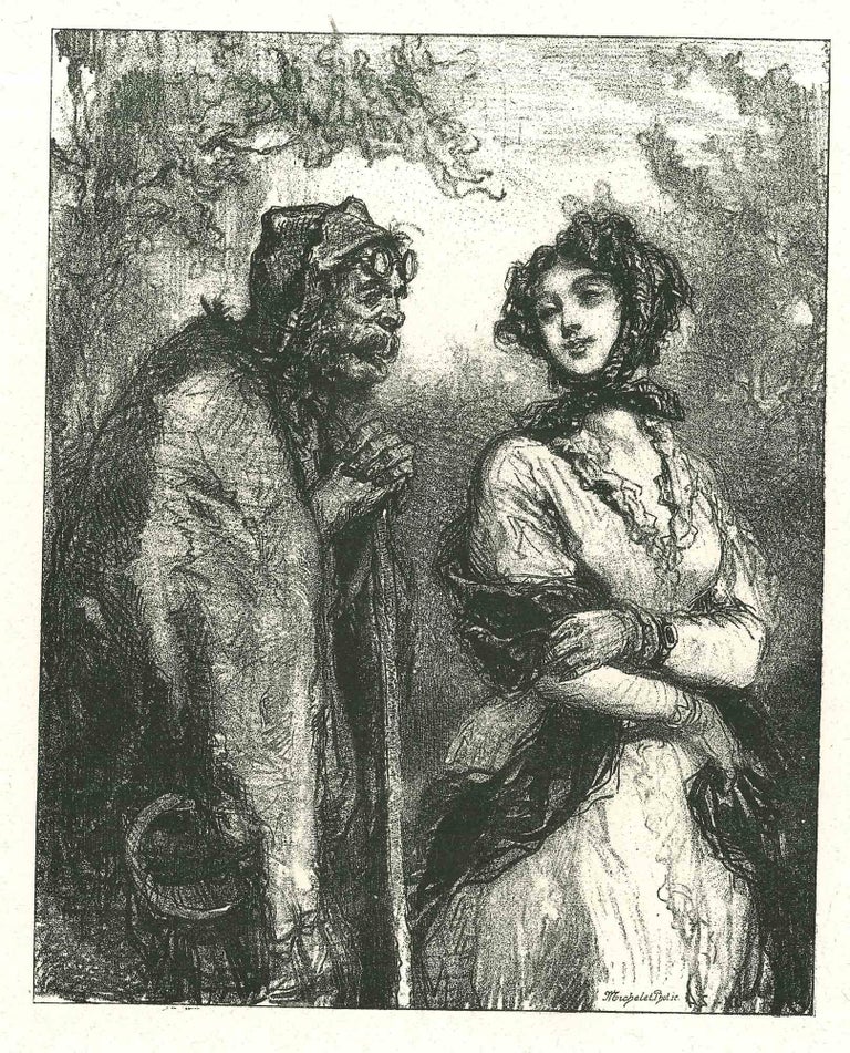 Paul Gavarni - The Affection - Original Lithograph by Paul Gavarni ...