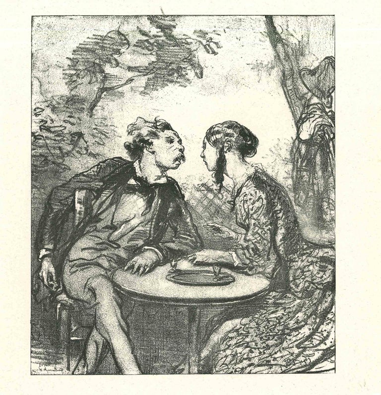 Paul Gavarni - The Affection - Original Lithograph by Paul Gavarni ...